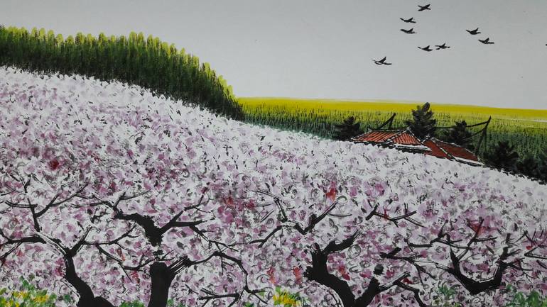 Peach Blossoms Painting by Gil Ja Park | Saatchi Art