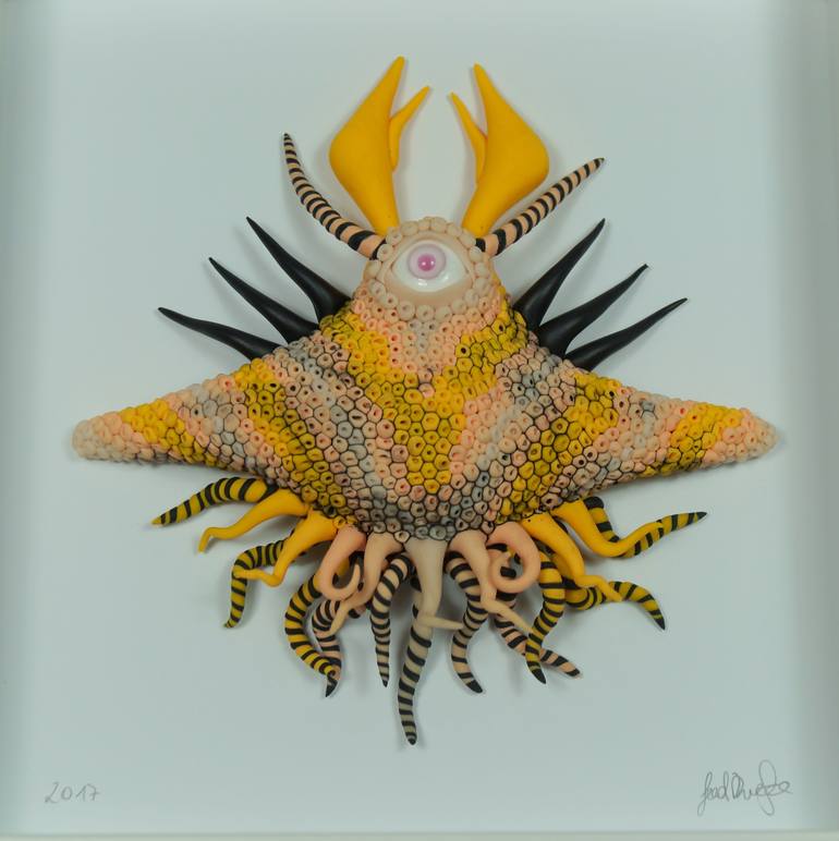 Spy me line yellow Nr. 5 Sculpture by Gerd Rucker | Saatchi Art