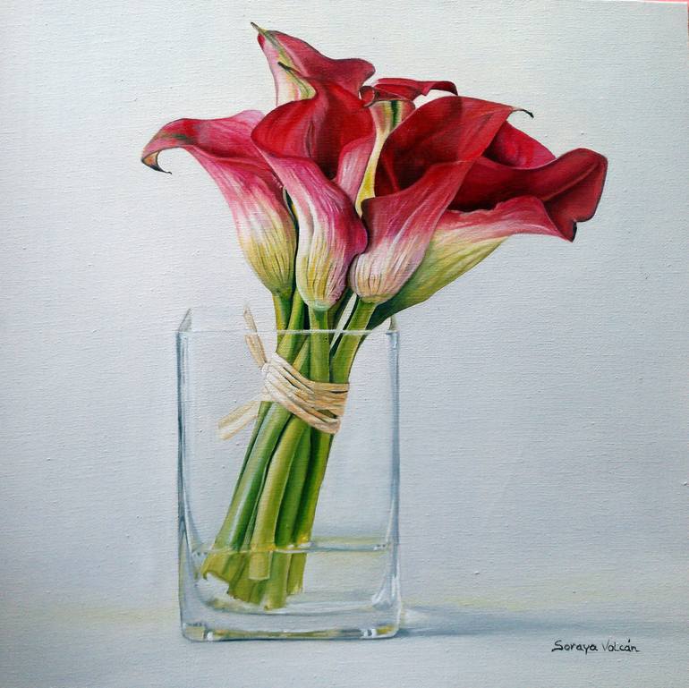Calas Rojas Painting by Soraya Volcán | Saatchi Art
