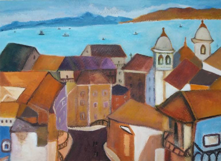 Lisboa pelo rio tejo Painting by gunjan saxena | Saatchi Art