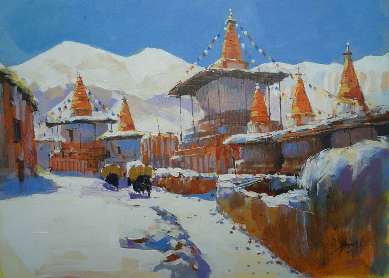CHORTEN FROM LO Painting by Dhwoj Gurung | Saatchi Art