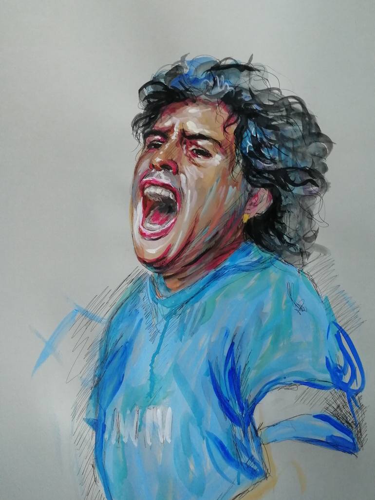 Diego Maradona Drawing by Margarita Makarova | Saatchi Art