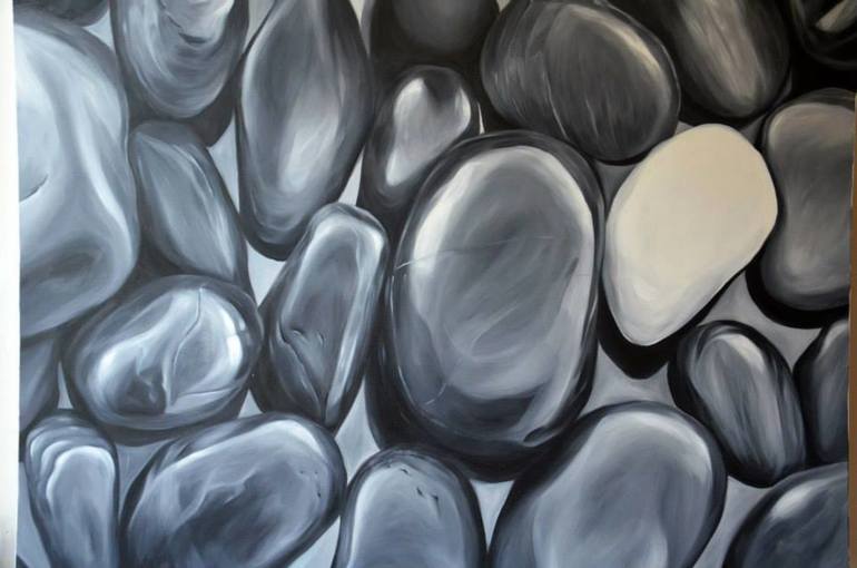 Black and white stones Painting by Pavlina Spasova | Saatchi Art