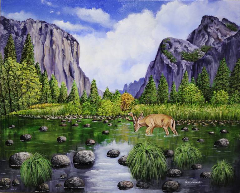 Yosemite Spring Painting by Sunanda Sarker | Saatchi Art