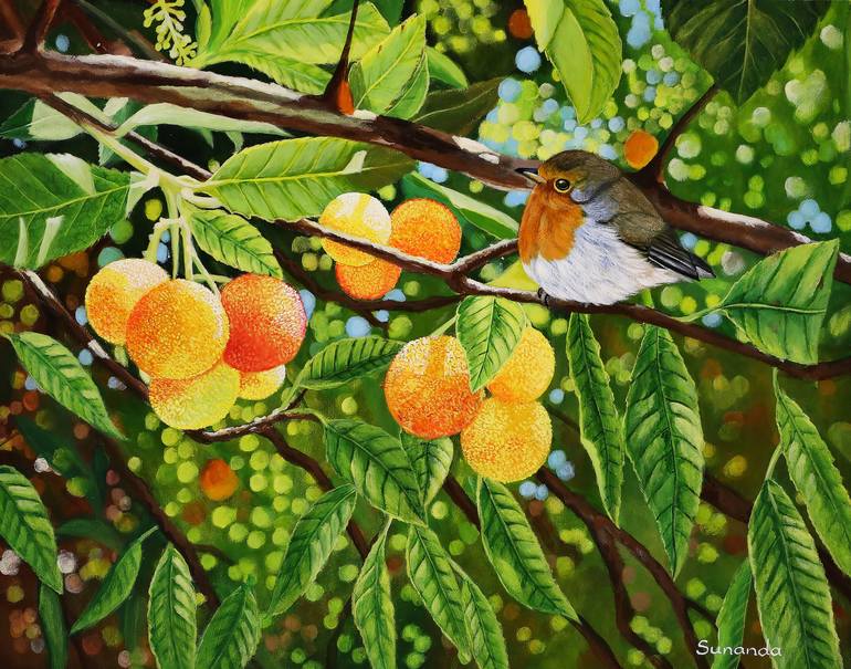 Summer Robin Painting by Sunanda Sarker | Saatchi Art