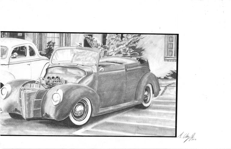 1940 Ford Drawing by Mickey Chaney | Saatchi Art