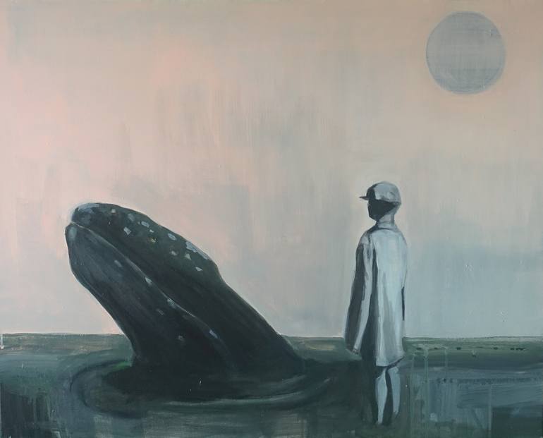 'boy with whale' Painting by jason yeomans | Saatchi Art
