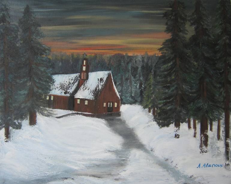 Snowy Road Painting by Anahid Atanous | Saatchi Art