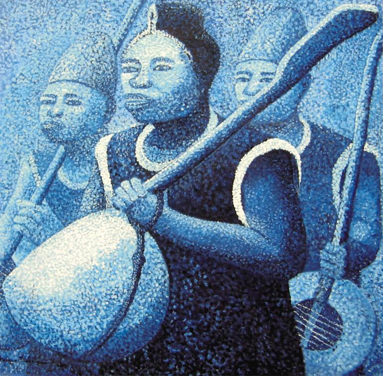 Gongola Traditional Musician Painting by Olusola David Ayibiowu ...
