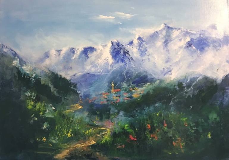 Chechen village Painting by Khasin Raduev | Saatchi Art