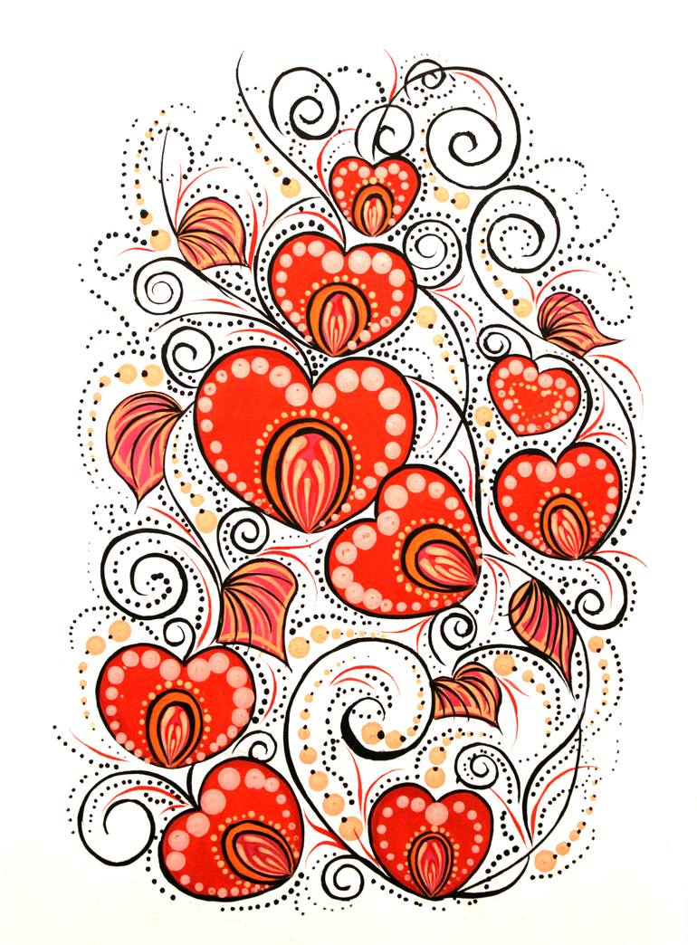 Dance of Hearts Painting by Anna Slepchenko | Saatchi Art