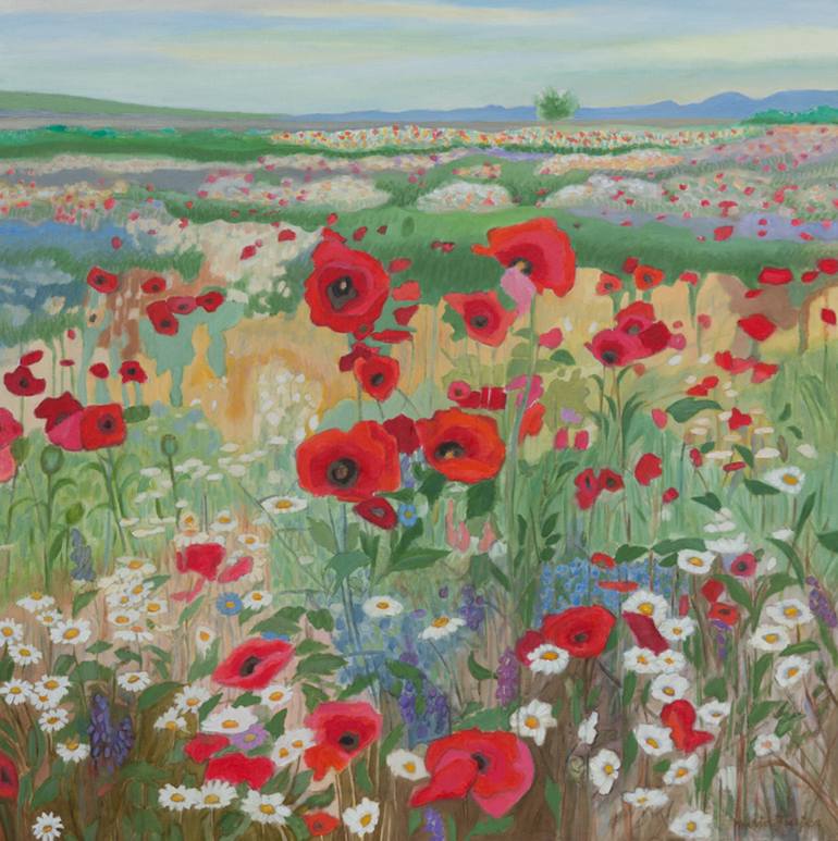 Poppy field Painting by Maria Niculescu | Saatchi Art