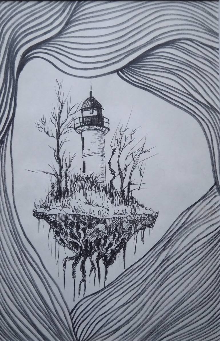 Flying Beacon Drawing by Olga Tupikina | Saatchi Art