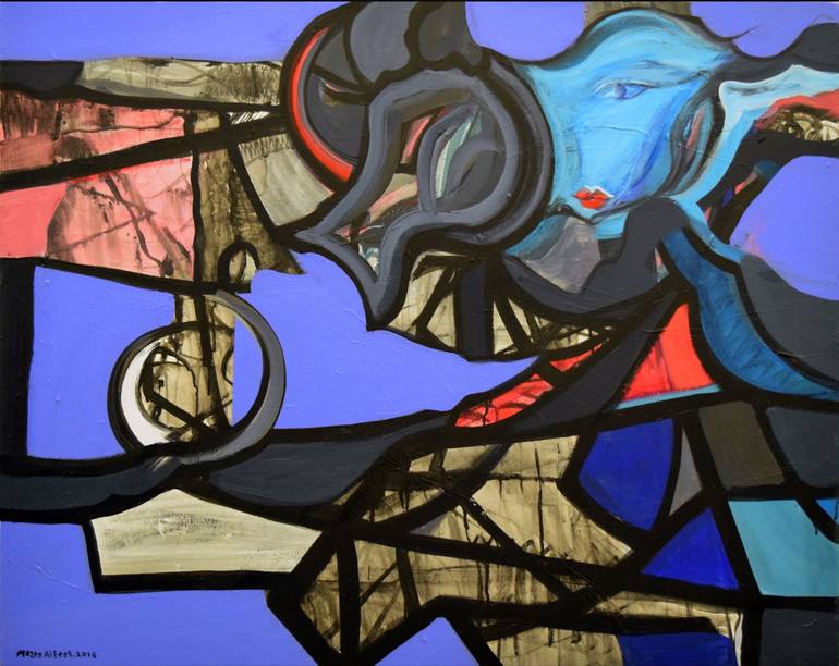 Purple blue 3 Painting by Mazen Alfeel | Saatchi Art