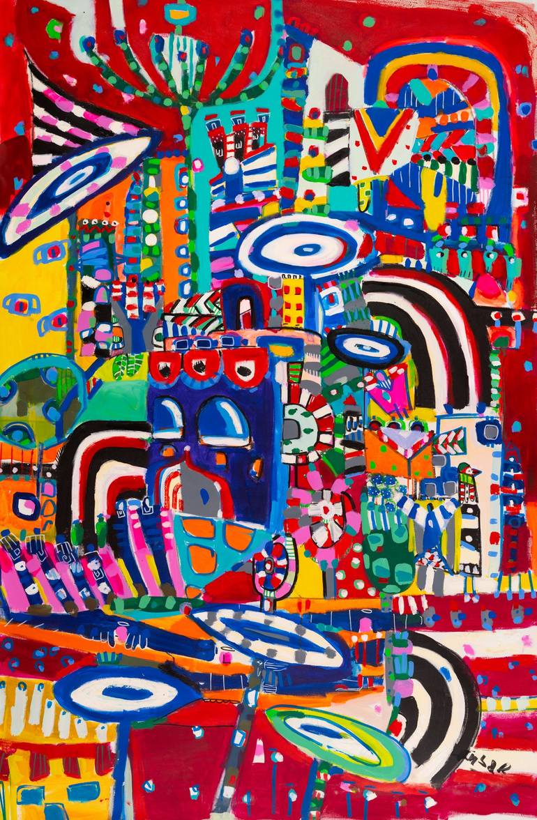 relay station oil on canvas Painting by inbar reich | Saatchi Art