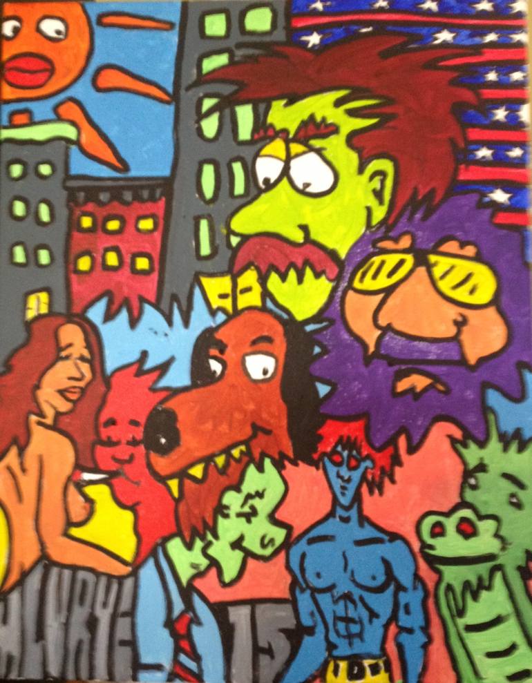 Cartoon Cluster Painting by Mitchell Lurye | Saatchi Art