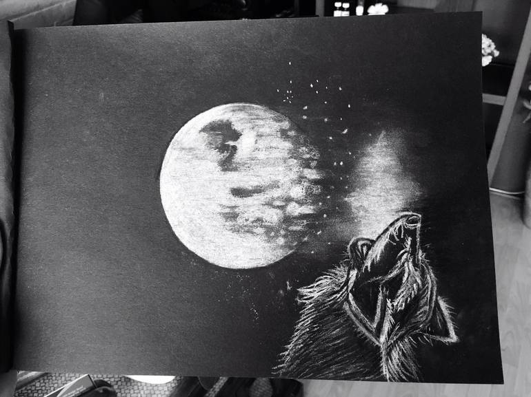 Wolf night Drawing by Sallywans De | Saatchi Art