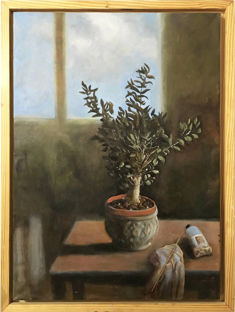 Plant by a window Painting by David Louis | Saatchi Art