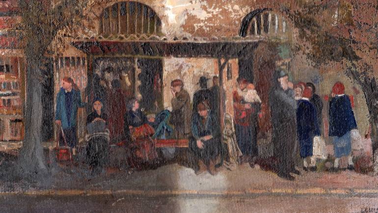 Bus Stop Gathering Painting by David Louis | Saatchi Art