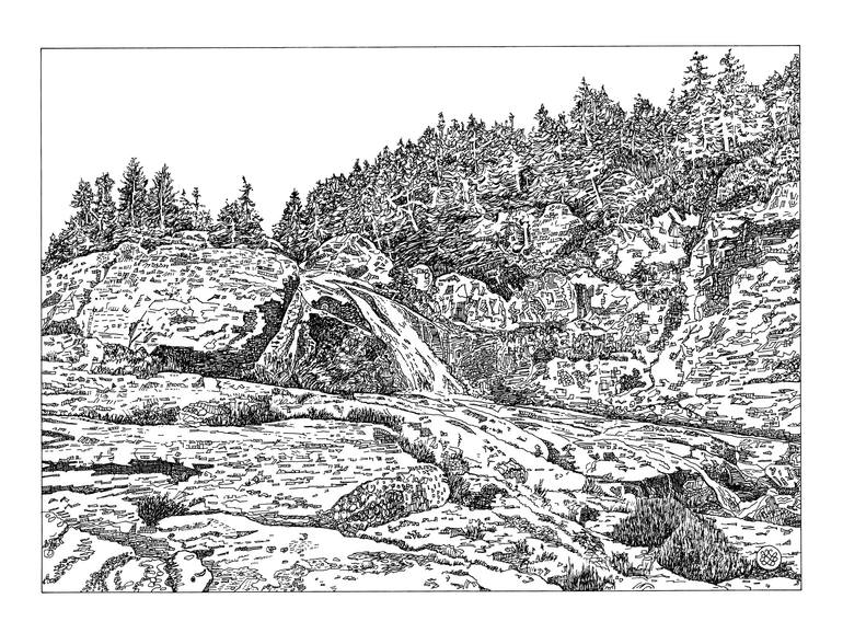 Whirly Pool Falls Drawing by Karen Landrigan | Saatchi Art