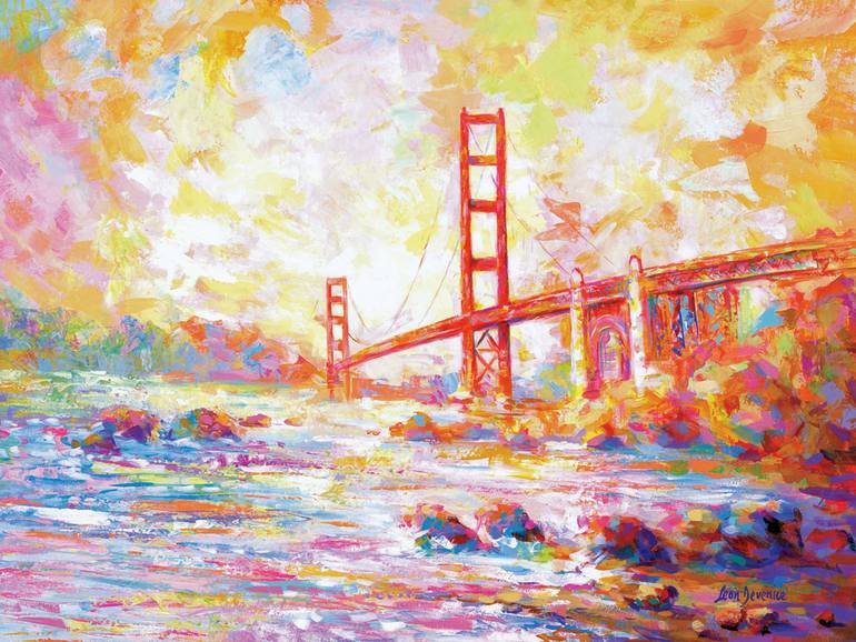 Golden Gate Bridge, Marshall Beach Painting by Leon Devenice | Saatchi Art