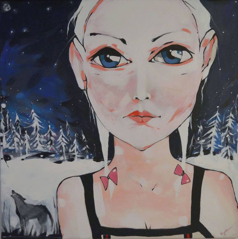 Howling wolf Painting by Magdalena Macniallais | Saatchi Art