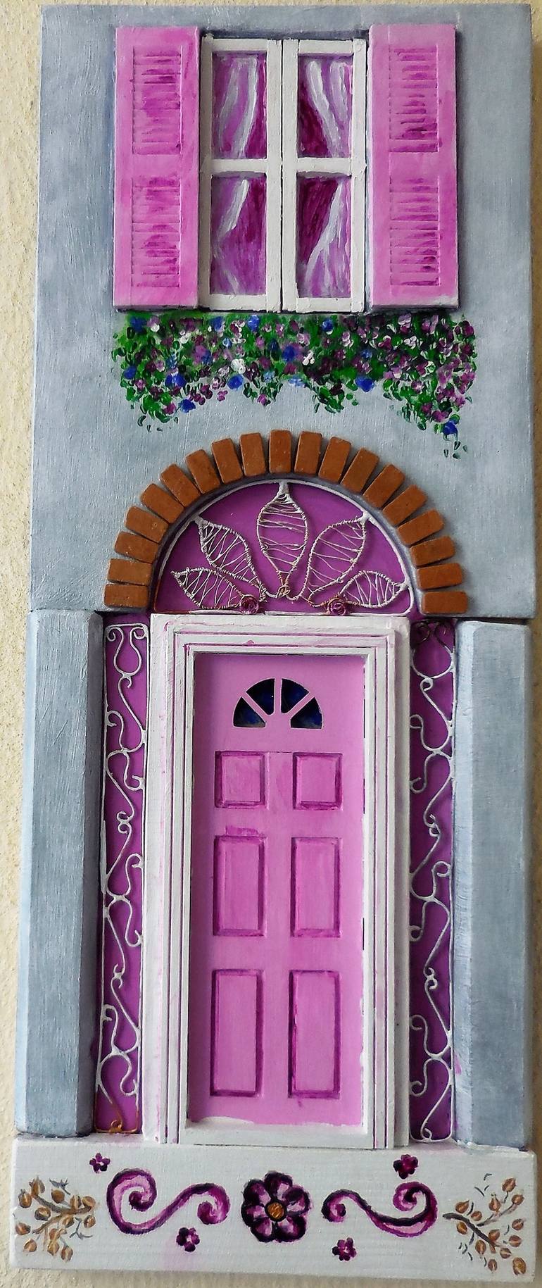 Pink front door Painting by Dimitrios Manos | Saatchi Art