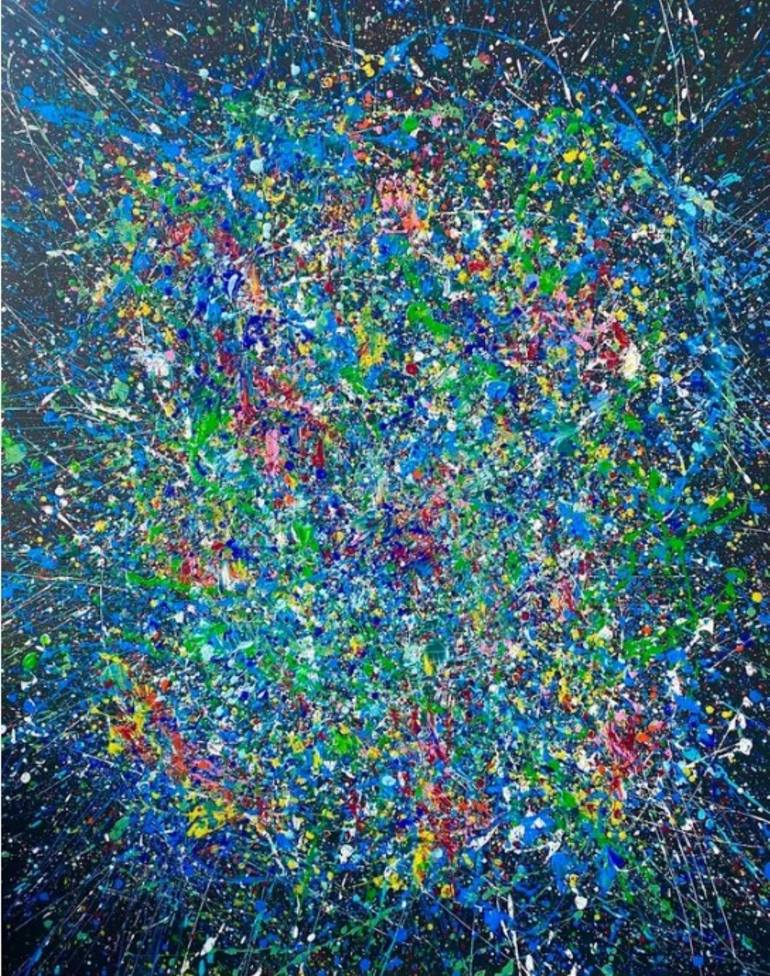 Blooming Garden - summer, blue, colourful Painting by Nataliia Krykun ...