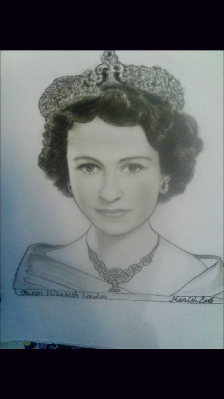 QUEEN ELIZABETH Drawing by Manish Kumar | Saatchi Art