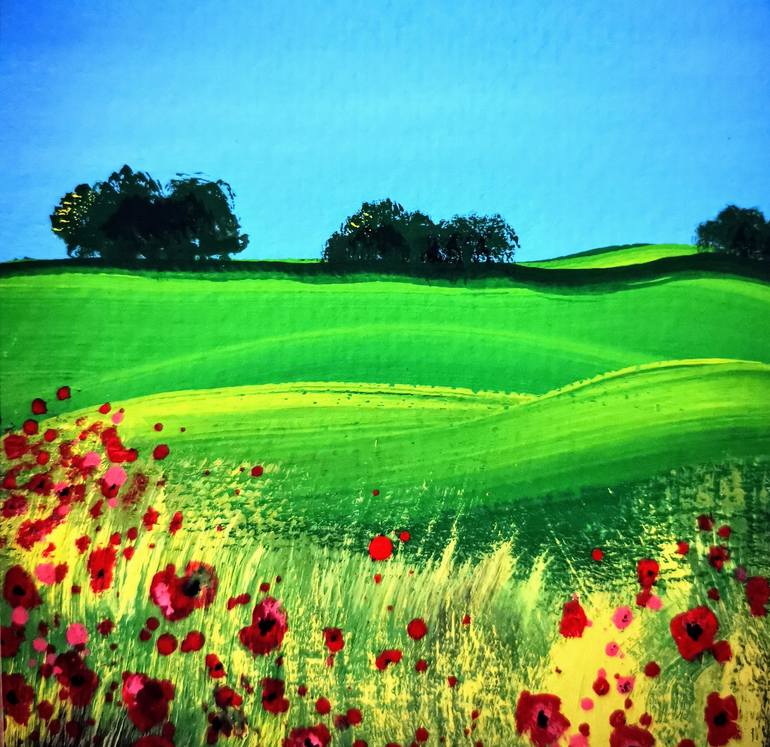 Poppy Meadow Painting by Sarah Batchelor | Saatchi Art