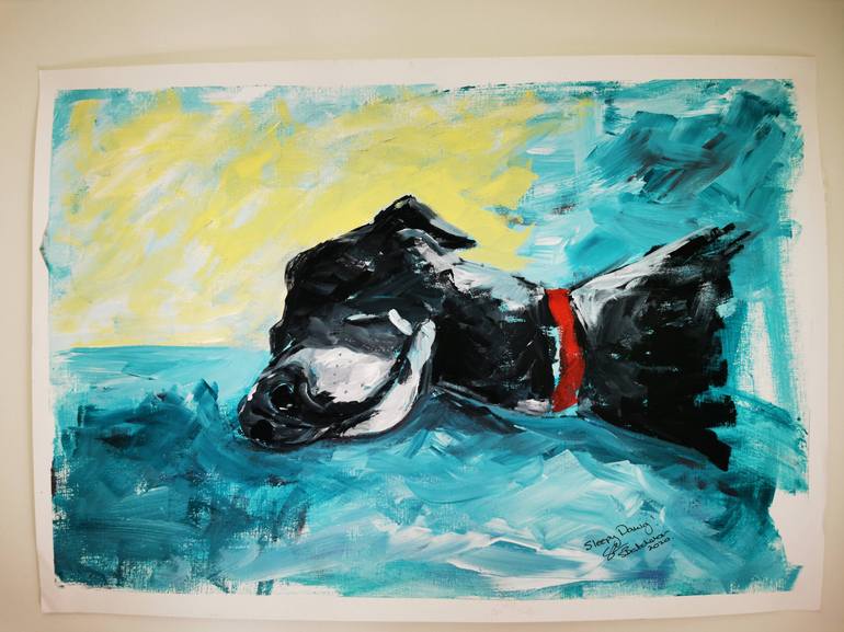 Sleepy Dawg Painting by Sarah Batchelor | Saatchi Art