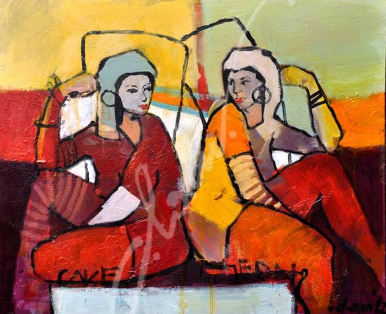 GIRLS TALK Painting by DOM Art Studio | Saatchi Art