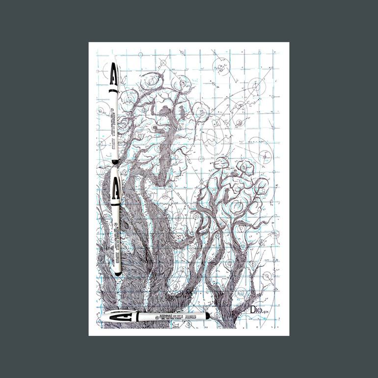 Mother and Child / Tree Art Drawing by Diogenis Papadopoulos | Saatchi Art