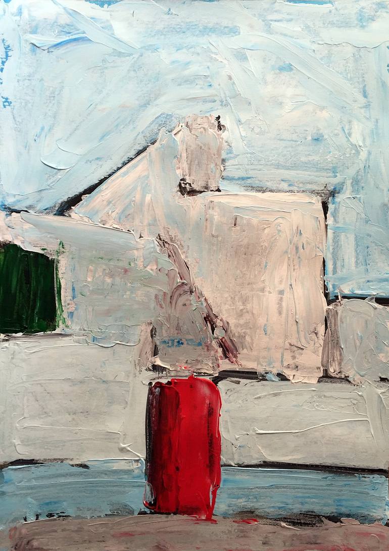 Almost blue - Red door Painting by Eugene Willer | Saatchi Art