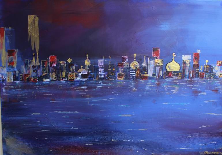 Utopia - several religions live together in peace Painting by Silke ...