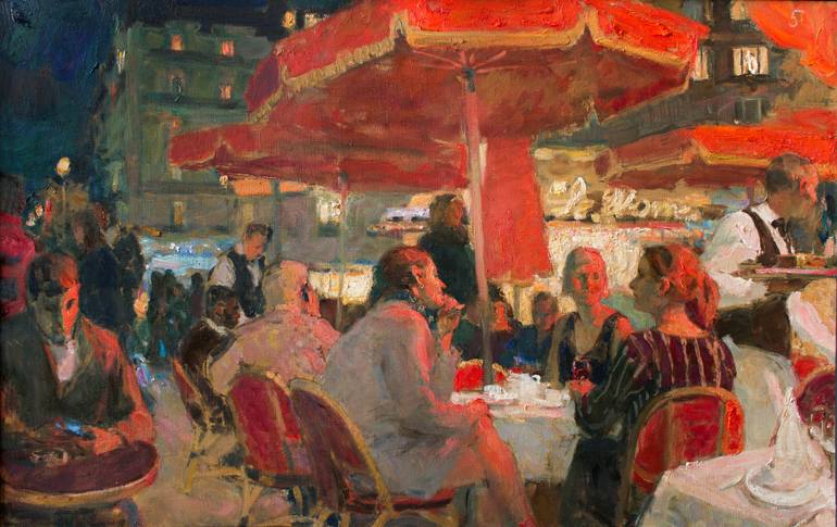 At La Rotonde Painting by Samir Rakhmanov | Saatchi Art