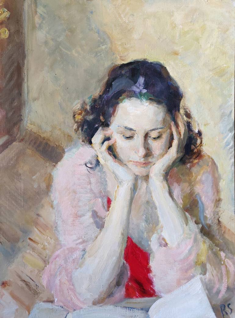 The Act of Reading Painting by Samir Rakhmanov | Saatchi Art