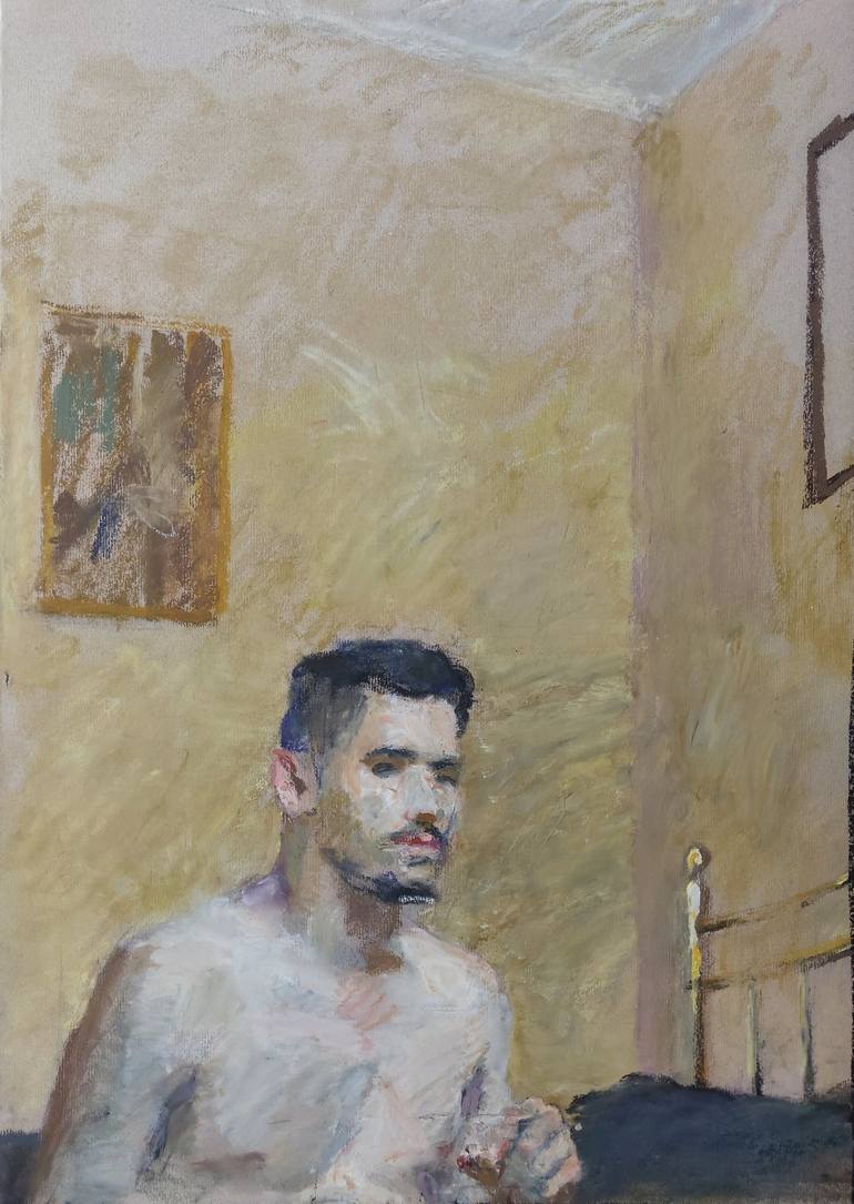 Self-Portrait in a yellow room Painting by Samir Rakhmanov | Saatchi Art