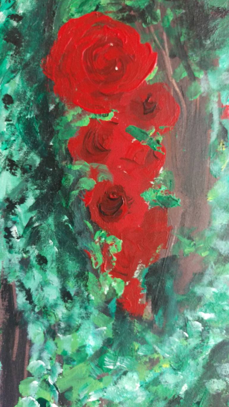 Rose Bush Painting by Dijana Čović | Saatchi Art