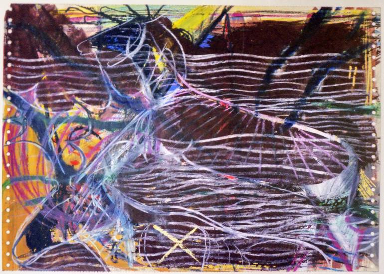 Two stags in the water, 1988 (work # 211) Drawing by Emil Agayev | Saatchi Art