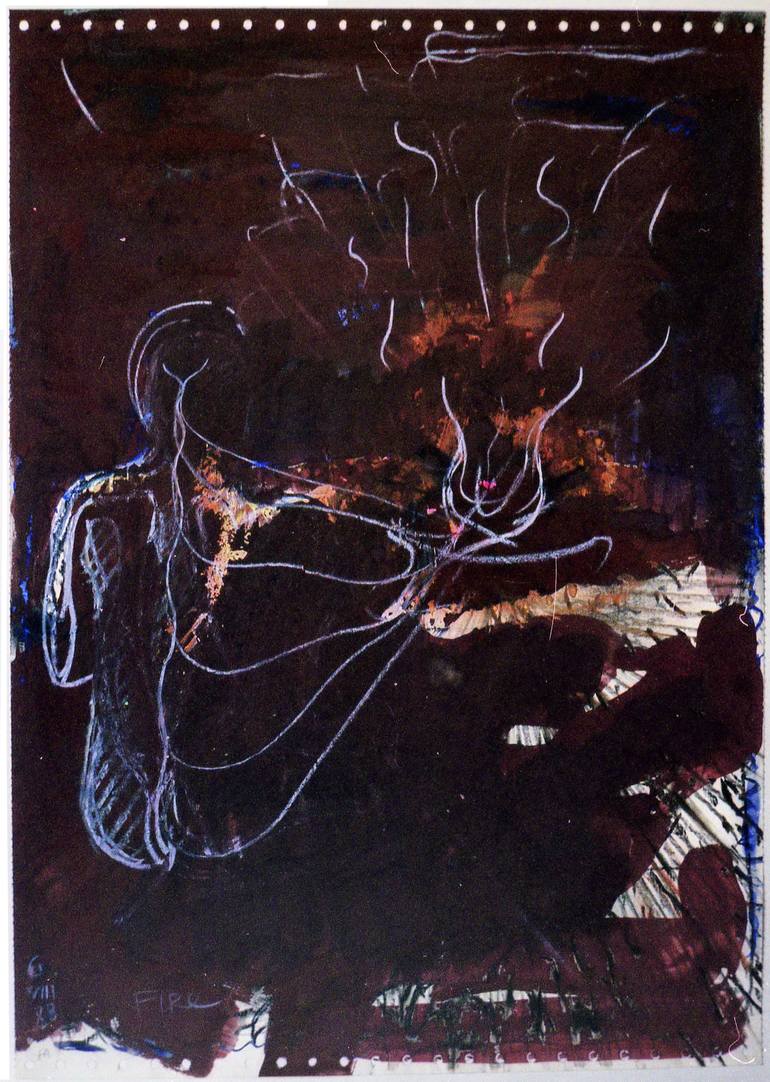 Fire, 1988 (work # 260) Drawing by Emil Agayev | Saatchi Art