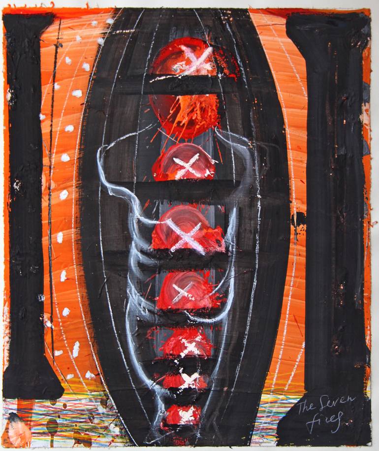 THE SEVEN FIRES, 14.VII.1989 (work # 478) Drawing by Emil Agayev | Saatchi Art