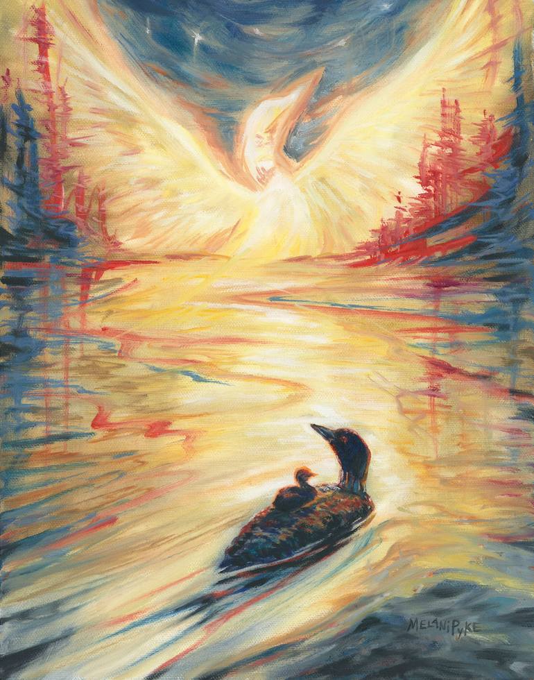 Loon Sunset Painting by Melani Pyke | Saatchi Art