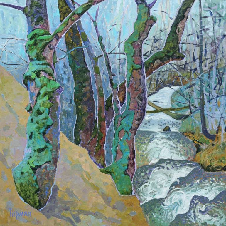 Trees Listening to the Water Painting by Nelli Kirman | Saatchi Art