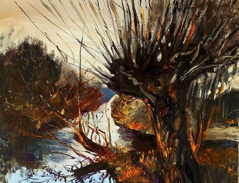 Disheveled Willows Painting by Victor Costachescu | Saatchi Art