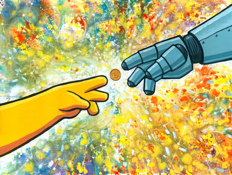 Bitcoin, Homer and Artificial Intelligence Painting by Vladislav ...