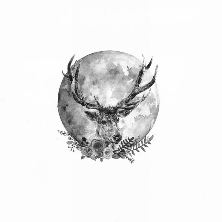 Buck Moon Drawing by Helena Watt | Saatchi Art