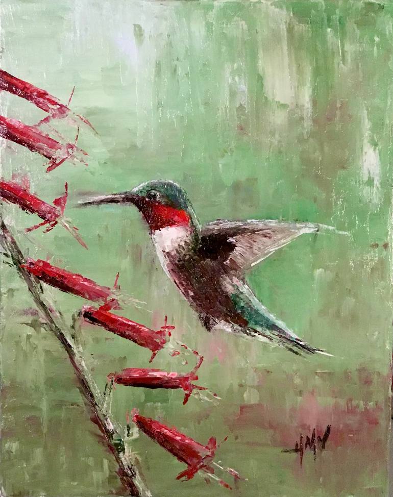 The Ruby Throat Hummingbird Painting by Heith Vierow | Saatchi Art