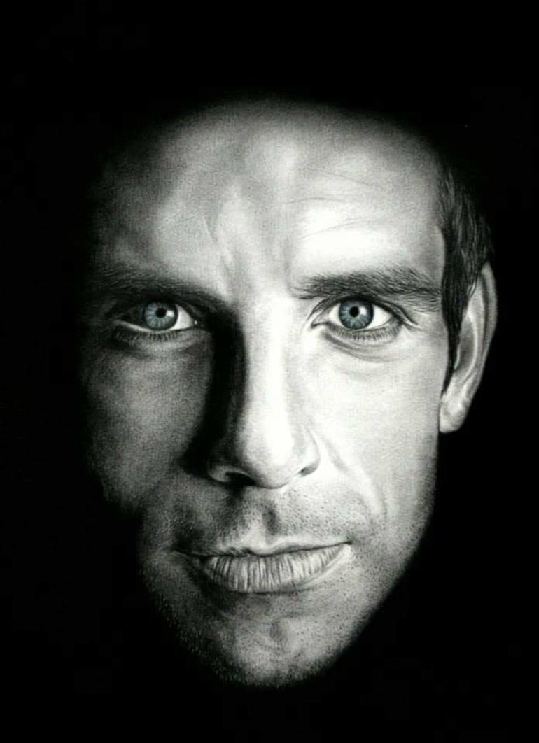 Ben Stiller's calmy eyes Drawing by Edwin Darwin | Saatchi Art