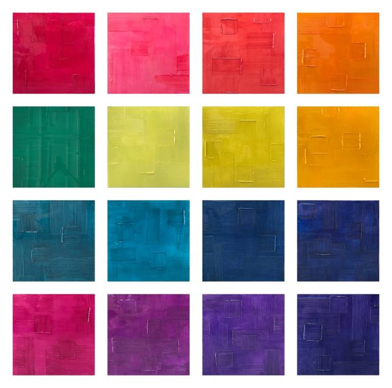 (Polyptych 16) Minimalism Series - Color Grid Large Painting by Peri ...